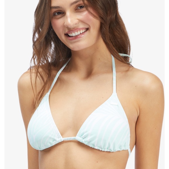 Roxy | Swim | Nwt Roxy Triangle String Bikini Top Green And White Palm Leave Print Size Large ...